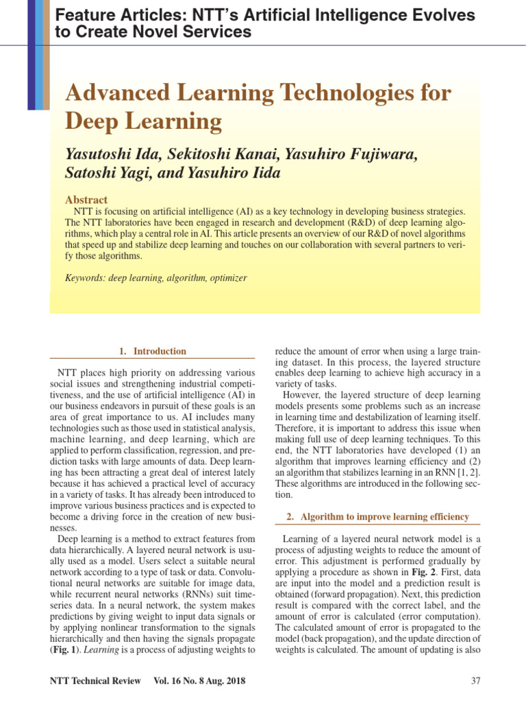 Advanced Learning Technologies For Deep Learning | PDF | Artificial Neural Network | Deep Learning