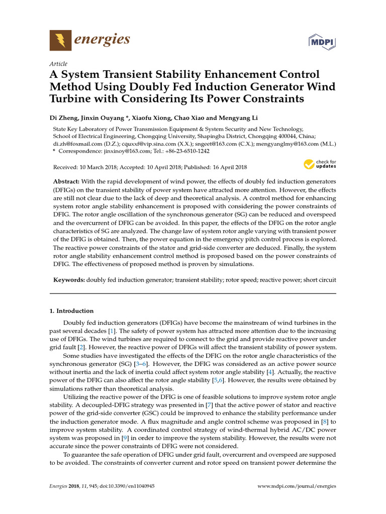 A System Transient Stability Enhancement Control M | PDF | Power (Physics) | Power Engineering