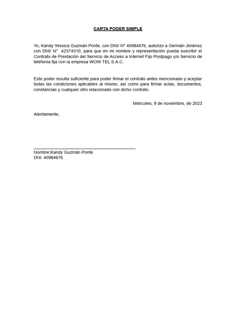 Carta Poder Simple | PDF
