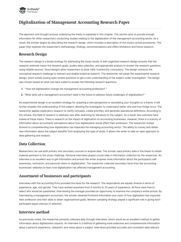 Digitalization of Management Accounting - 5761 Words - Research Paper ... Digitalization of Management Accounting - 5761 Words - Research Paper ...