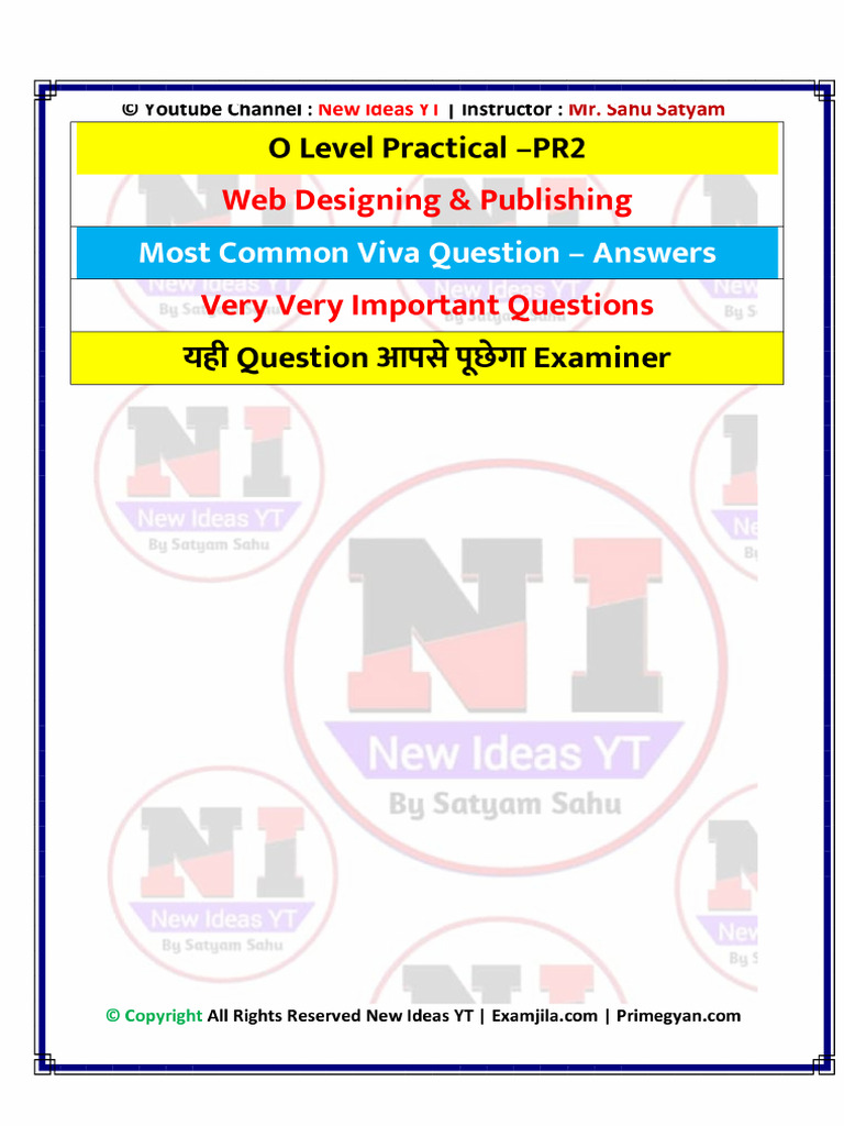 M2-R5 Viva Web Designing O Level | PDF