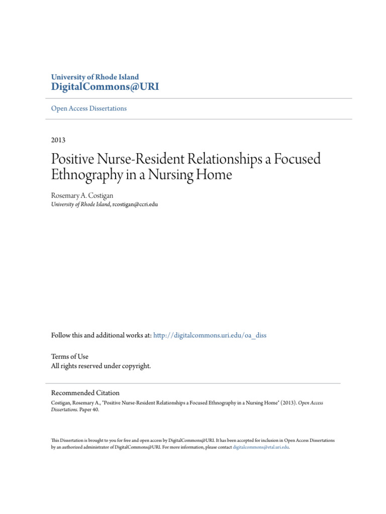 Positive Nurse-Resident Relationships A Focused Ethnography in A | PDF ...