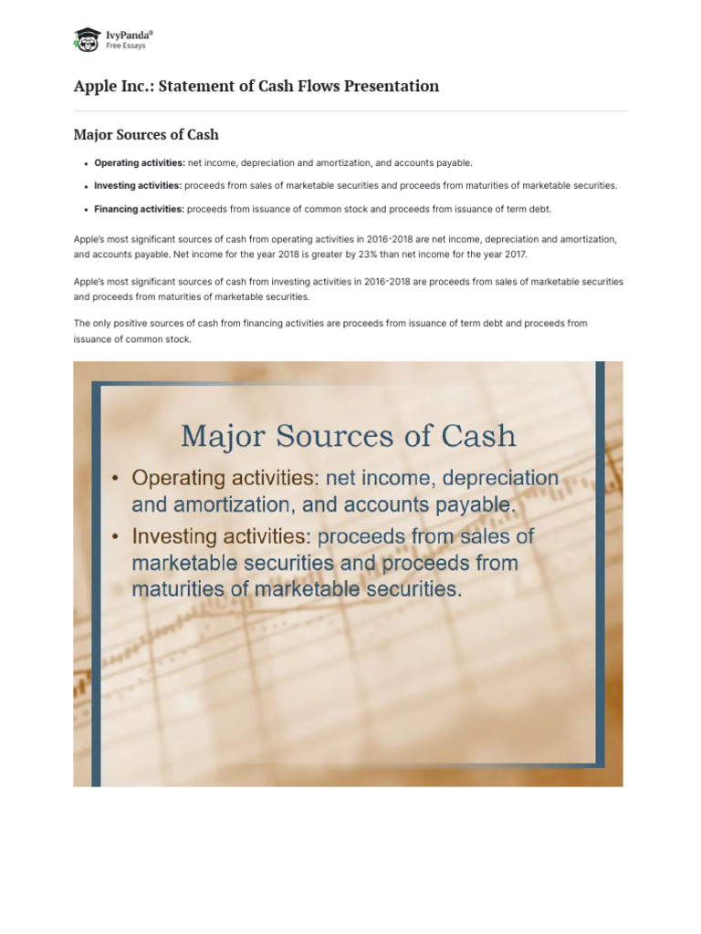 Apple Inc. - Statement of Cash Flows - 1079 Words - Presentation ...