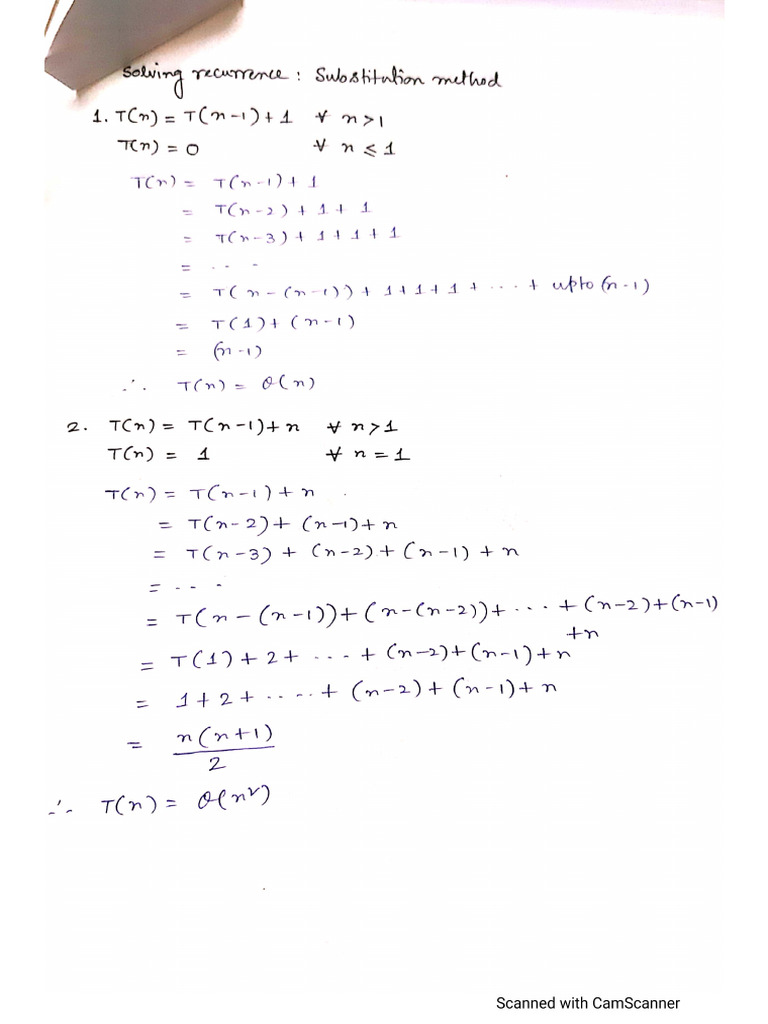 Recurrence Substitution Pdf