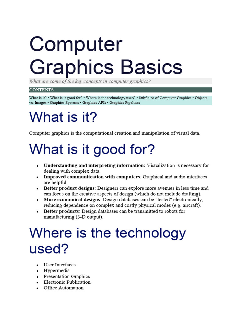 CG Basic | PDF | Computer Graphics | 3 D Modeling
