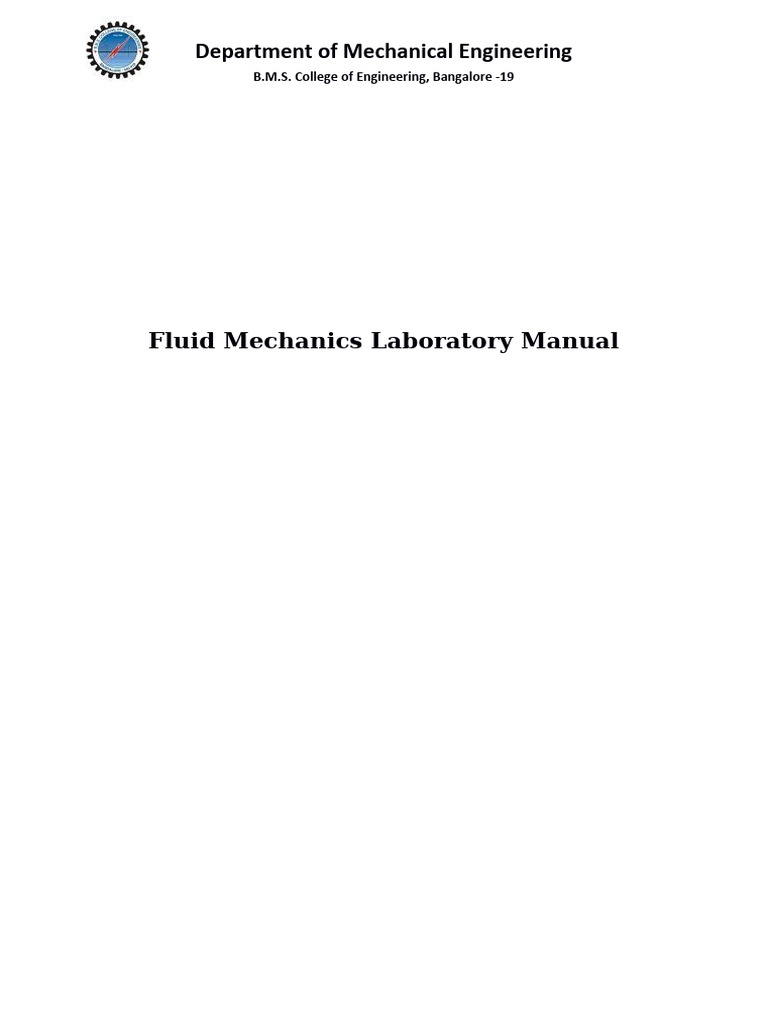 Fluid Mechanics Lab Manual | PDF | Flow Measurement | Pressure Measurement