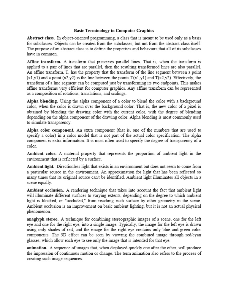 Additional Basic Terminology in CG | PDF | Shader | Rendering (Computer Graphics)