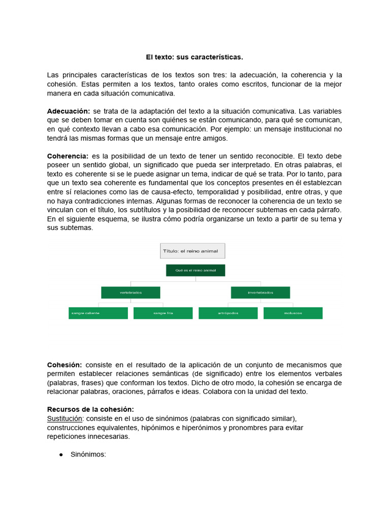 Características del Texto: Adecuación, Coherencia y Cohesión | PDF ...