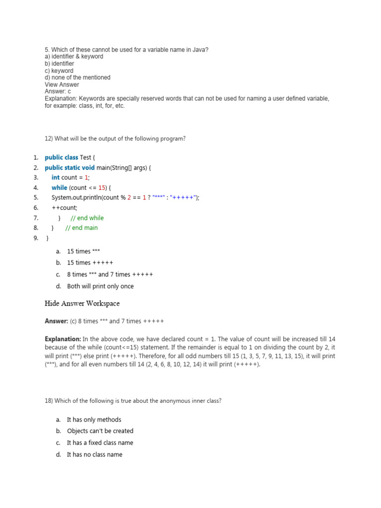 Java 100 Mcqs | PDF | Html Element | World Wide Web