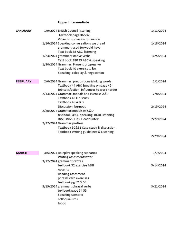 Lesson Plan Upper Intemediate and Advanced 21 Marzo | PDF | Verb | Syntax