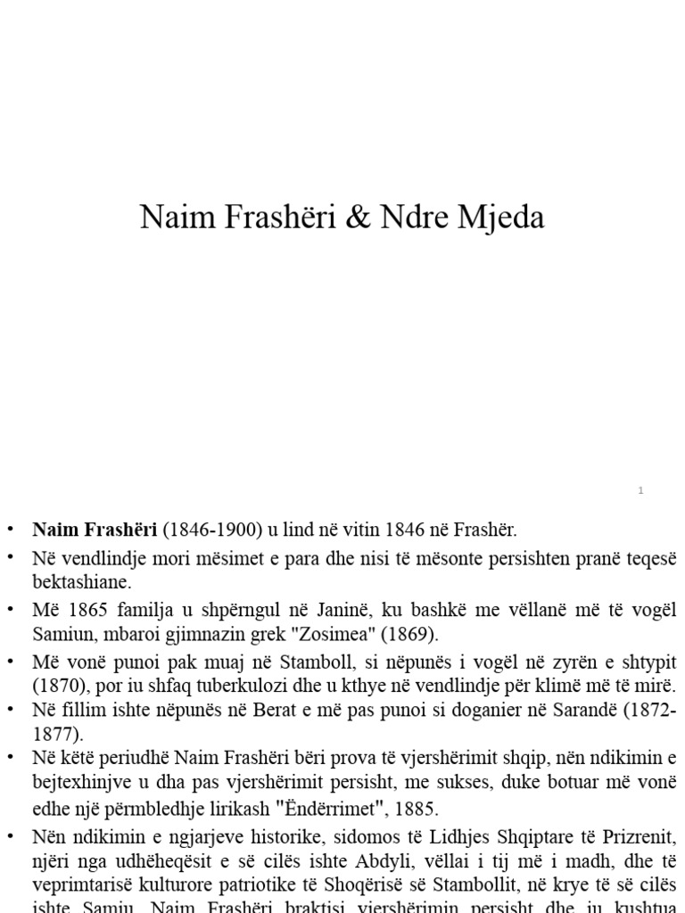 Naim Frashëri & Ndre Mjeda | PDF