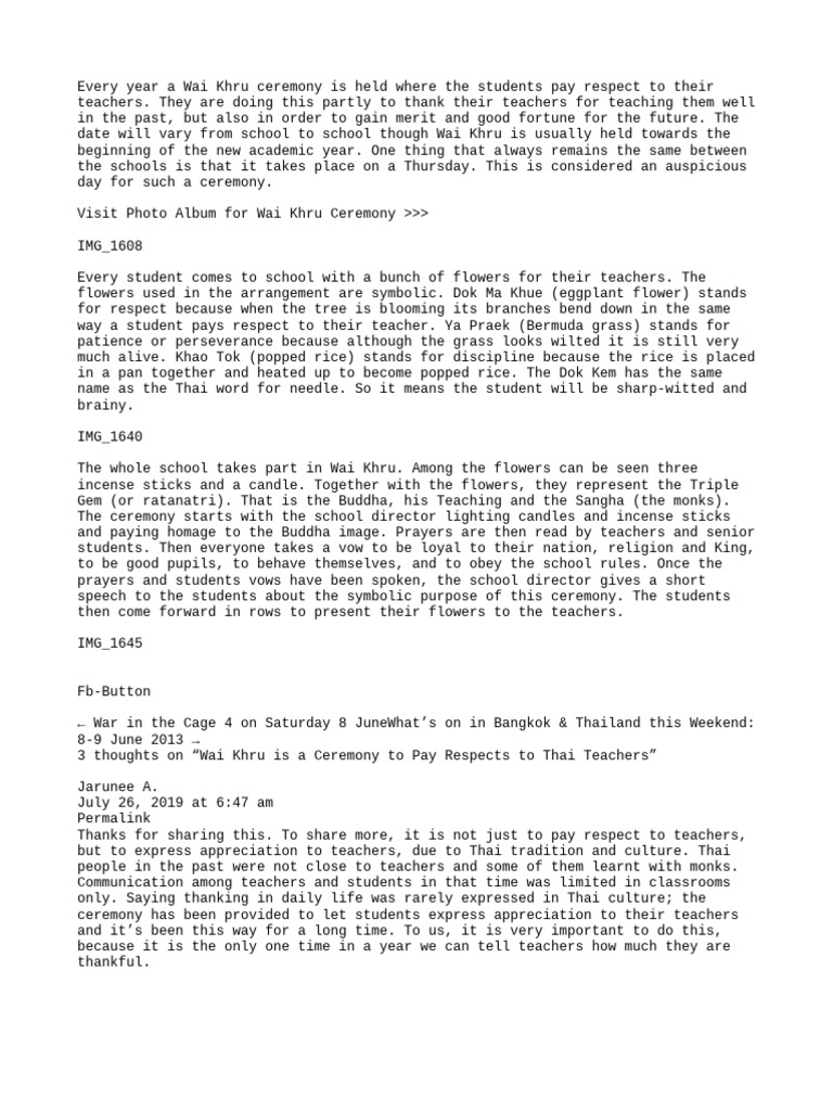 Wai Khru: Thai Teacher Respect Ceremony | PDF | Wellness