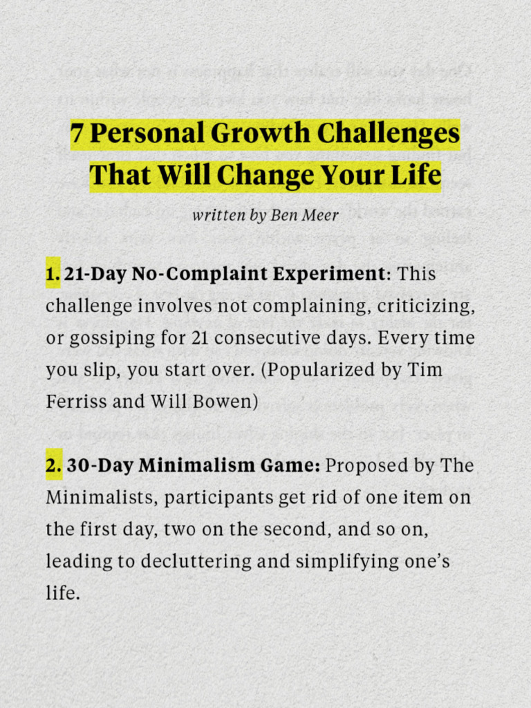 7 Personal Growth Challenges For 2024 | PDF