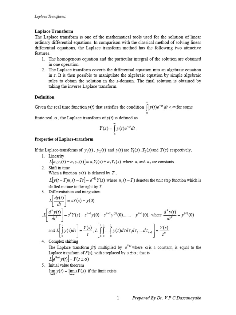 12 Note - Laplace Transform - 240628 - 082558 | PDF | Laplace Transform ...