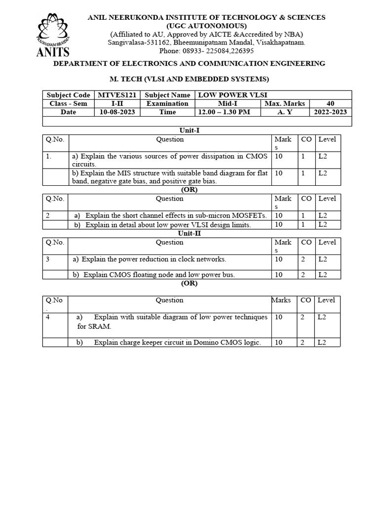 Old Mid1 - 2023 - 2024 | PDF | Computers | Technology & Engineering