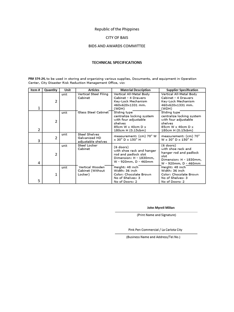 Tech Specs 374-24 | PDF