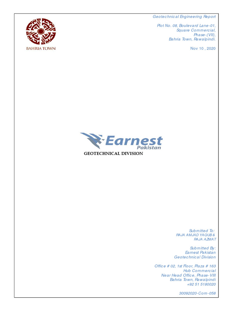 Plot-08, Ph-7, Complete Soil Report | PDF | Foundation (Engineering ...