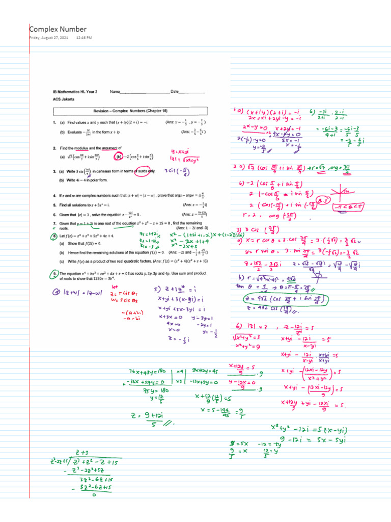 Complex Number Revision | PDF