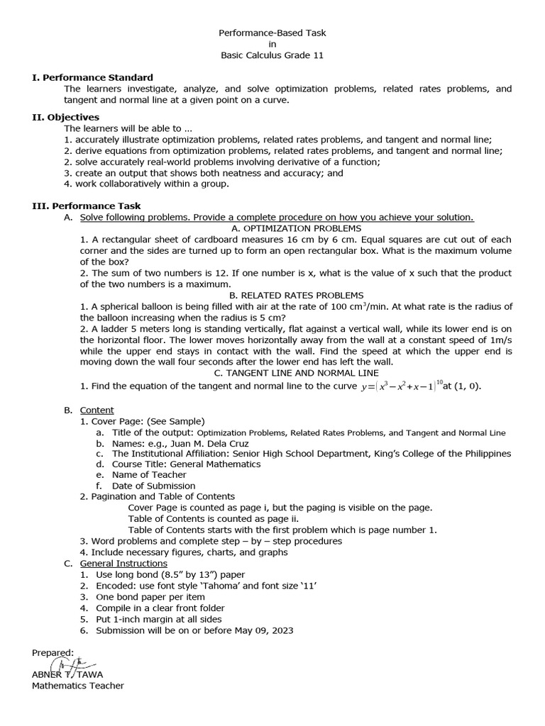 Pt-Basic - Cal - 1 | PDF | Tangent | Sphere