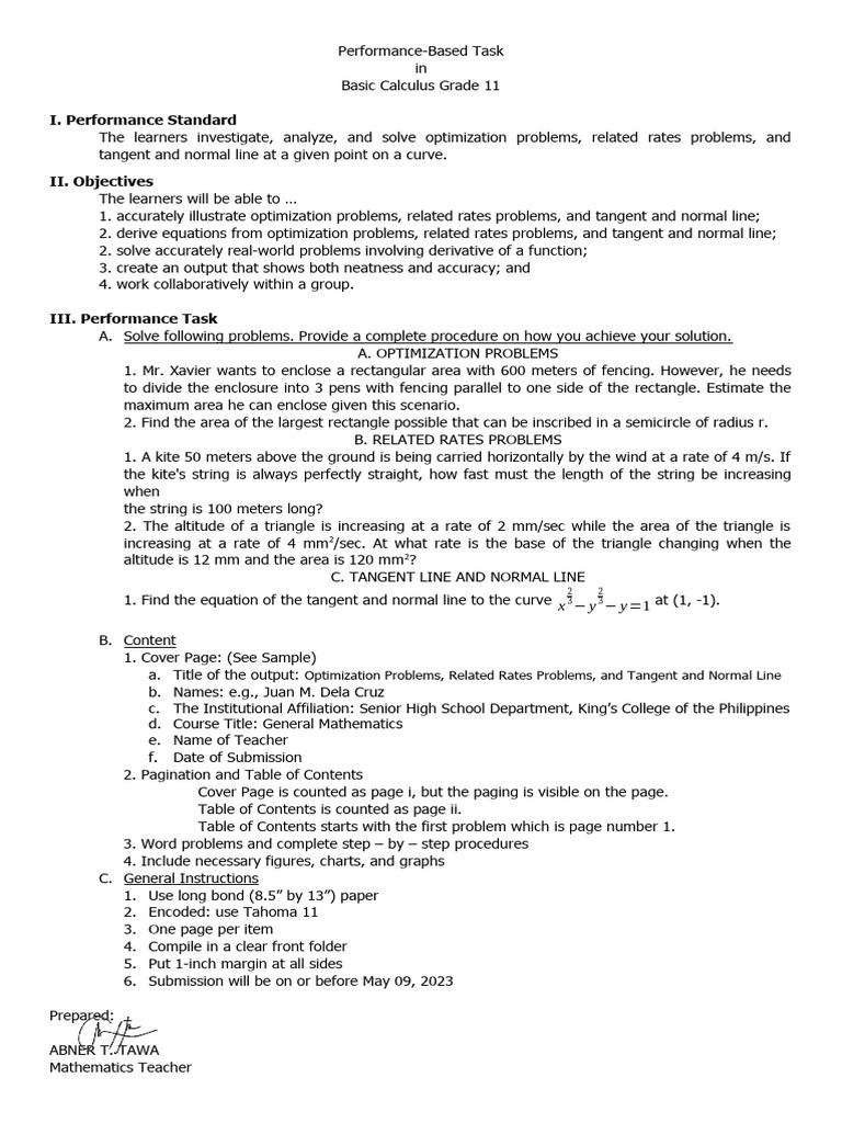 Pt-Basic - Cal - 7 | PDF | Area | Tangent