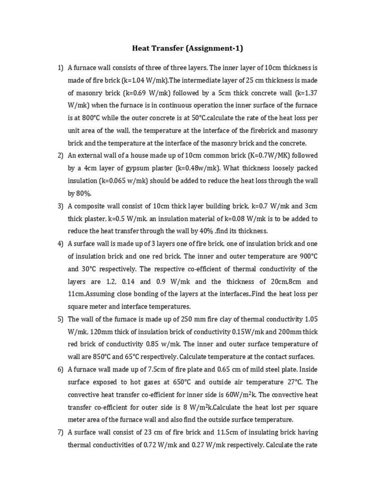Assignment - 1 HMT | PDF | Heat Transfer | Thermal Insulation