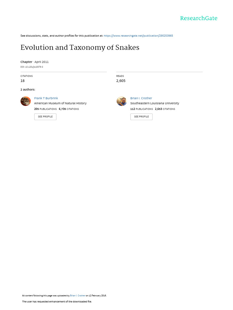 Taxonomy and Evolution of Snakes | PDF | Snake | Taxonomy (Biology)