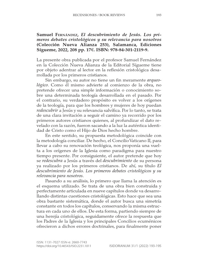 Samuel FERNANDEZ El Descubrimiento de Jesus Los PR | PDF | Cristología ...