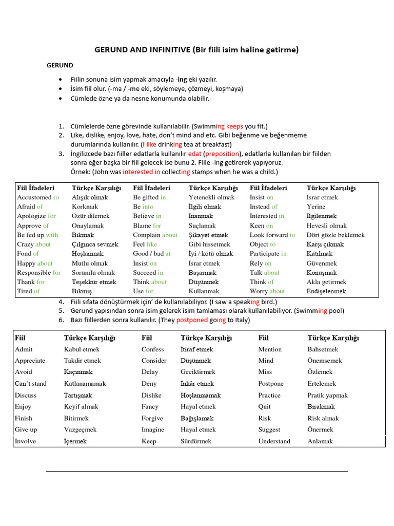 Gerund & Infinitive | PDF
