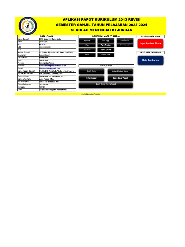 Rapot Xii BDP 1 - Desember 2023 - Wali Kelas Asan Nopik, S.pd. | PDF