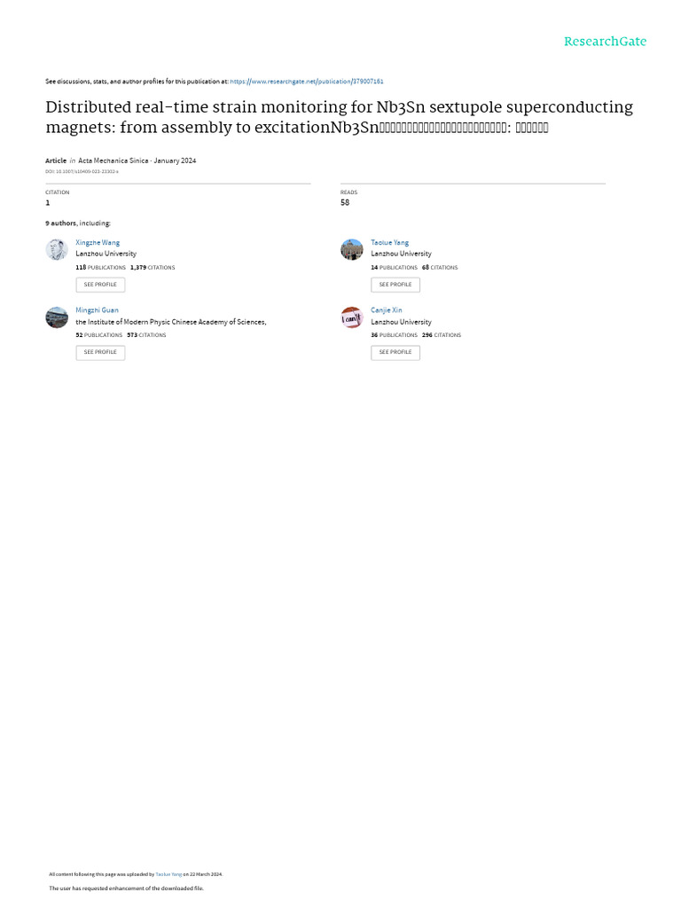 Real-Time Strain Monitoring for Nb3Sn Magnets | PDF | Optical Fiber ...