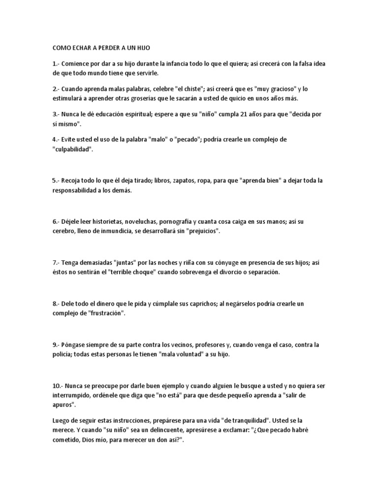 Como Echar A Perder A Un Hijo | PDF | Salud y bienestar