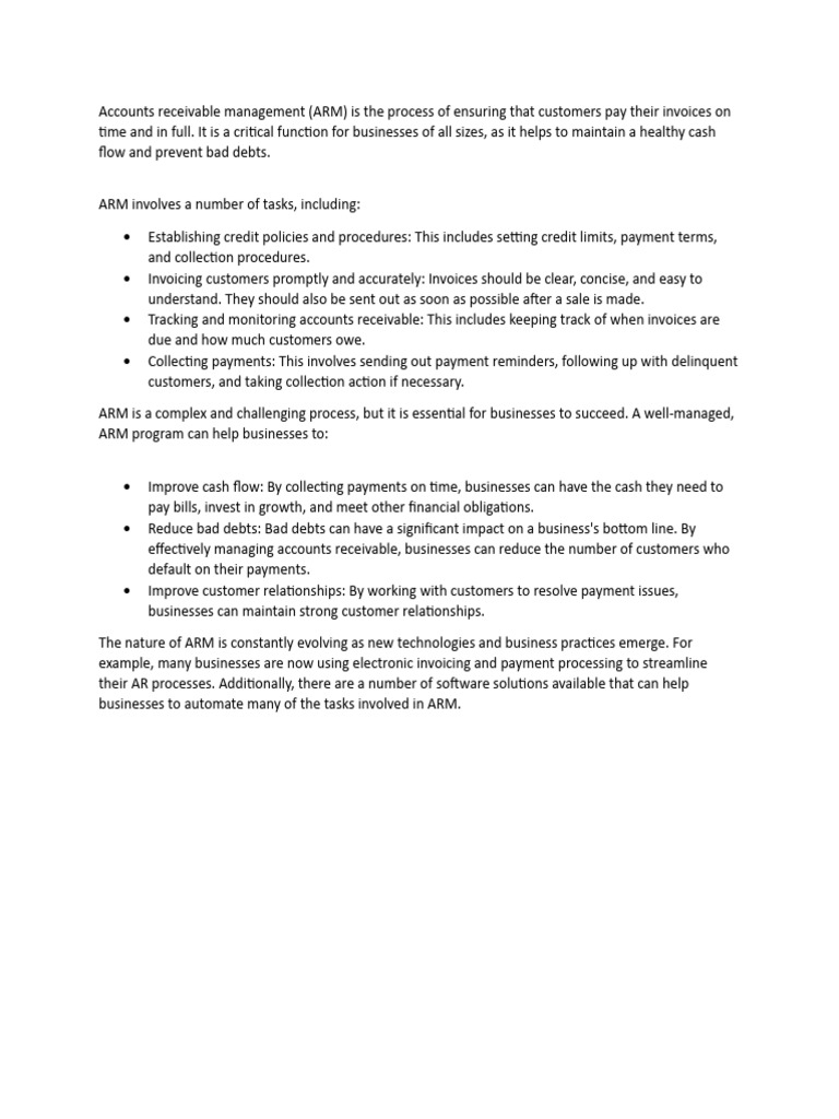 Accounts Receivable Management-Nature | PDF | Business | Finance ...