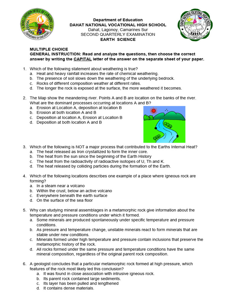Earth Science Final Exam 2024 | PDF | Rock (Geology) | Geology