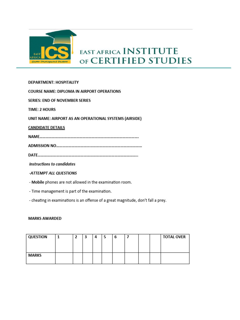 Airport Operations Exam Guide | PDF | Air Traffic Control | Airport