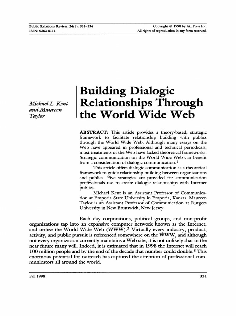 Building Dialogic Relationships Through The World Wide Web | PDF ...