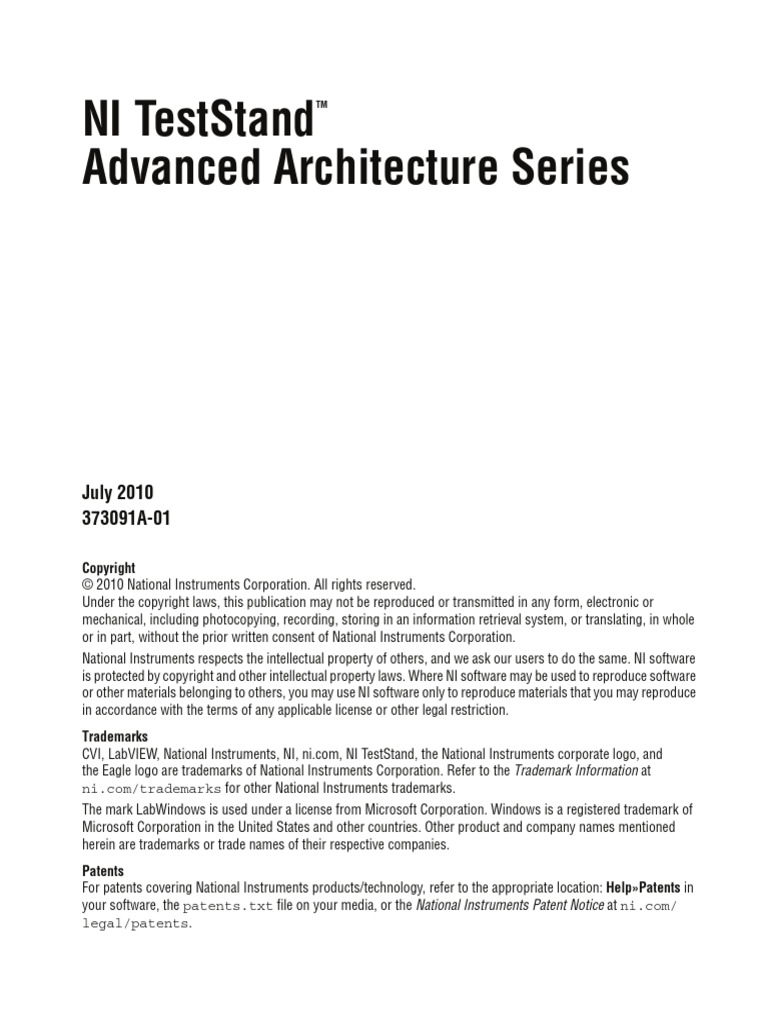 Ni Teststand Advanced Architecture Series | PDF | Interface (Computing ...