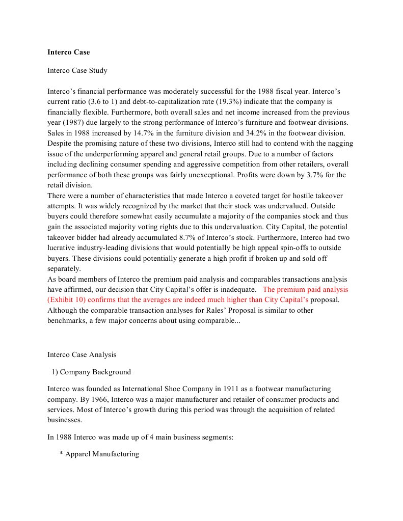 An Analysis of Interco's Financial Performance and the Potential for ...