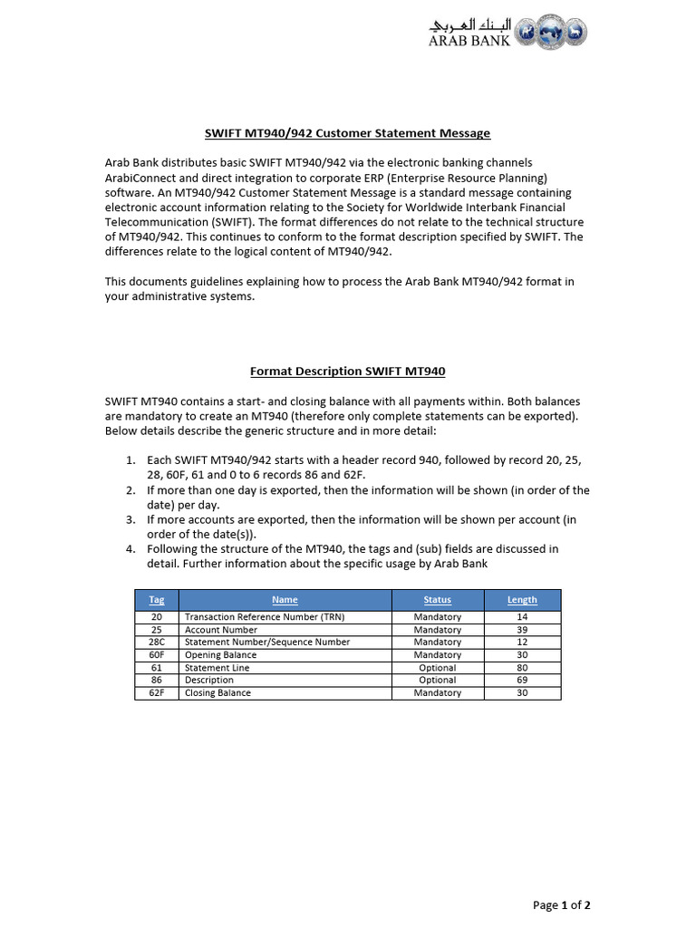 MT940 | PDF | Enterprise Resource Planning | Information