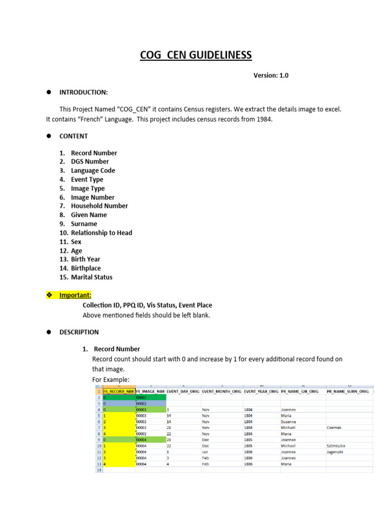 COG - CEN - Guidelines | PDF | Surname