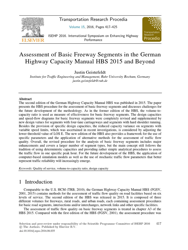 Assessment of Basic Freeway Segments in The German Hi - 2016 ...
