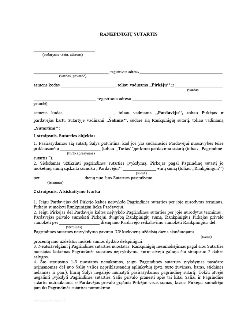 Rankpinigiu-Sutartis 2 | PDF