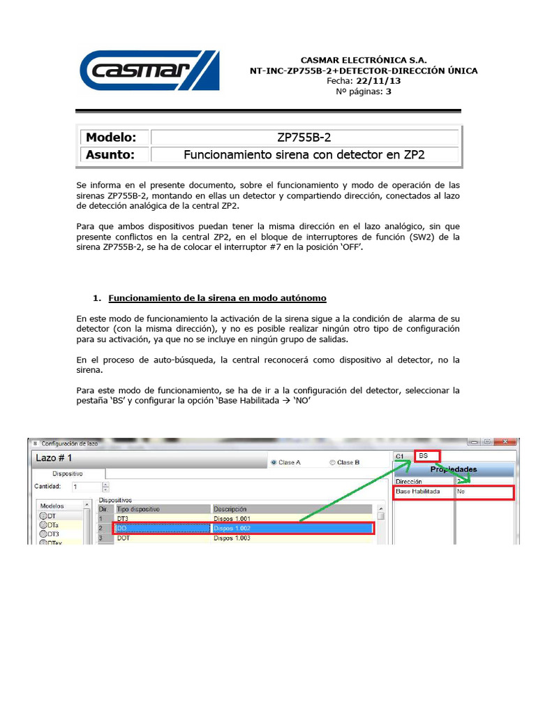 INC - DOCI 061 Configuración ZP755B-2 en Central ZP2 | PDF