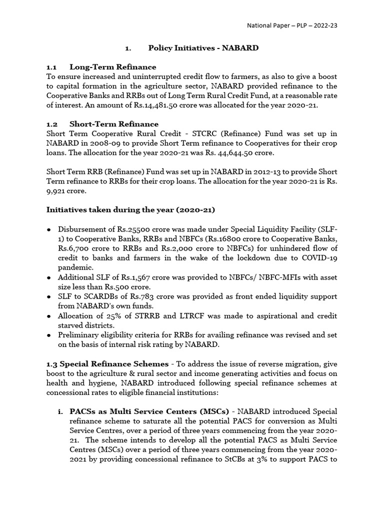 1005221116policy Initiatives Nabard | PDF | Economies