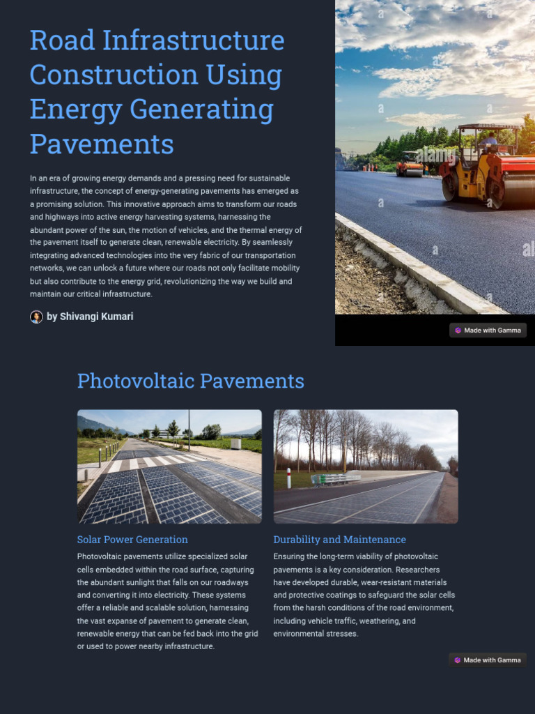 Road Infrastructure Construction Using Energy Generating Pavements ...