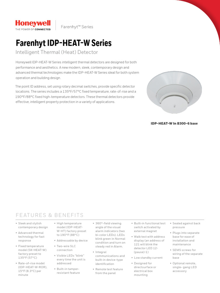 Hbt-fire-IDP HEAT W Datasheet | PDF | Sensor | Light Emitting Diode