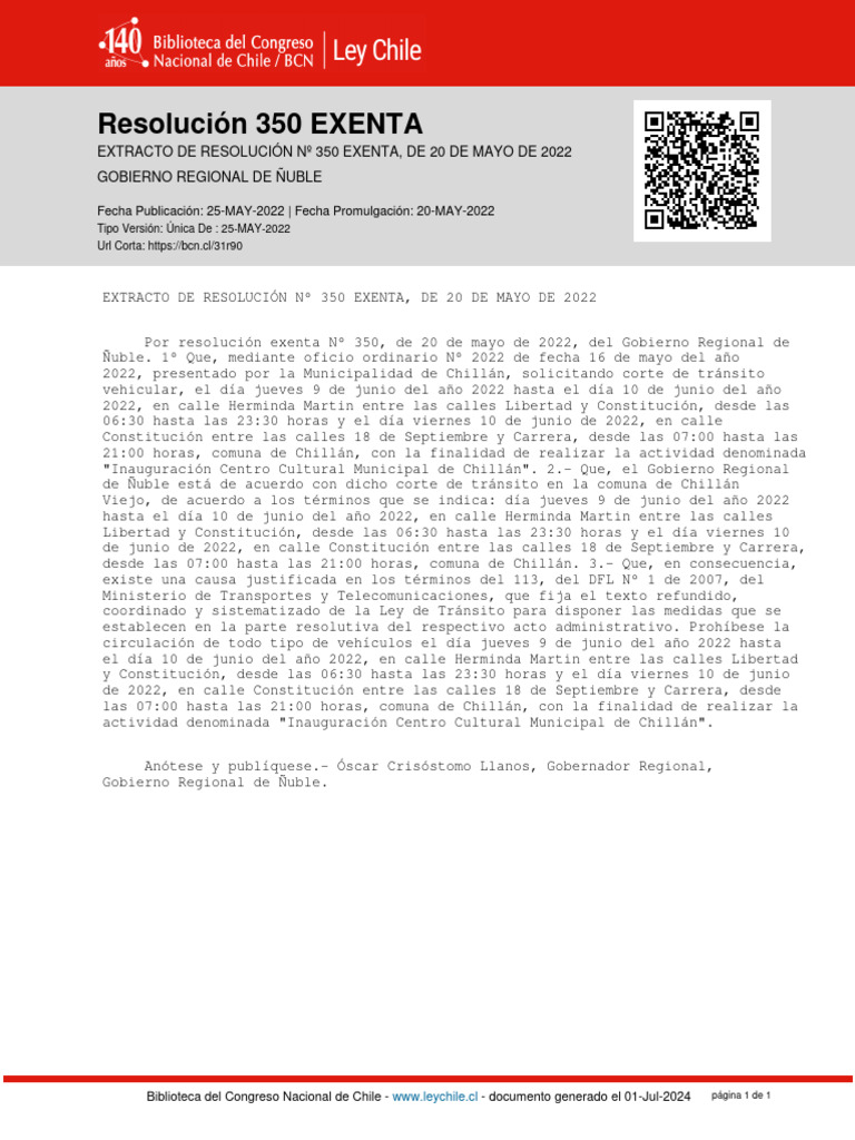 Resolucion-350 EXENTA - 25-MAY-2022 | PDF | Gobierno