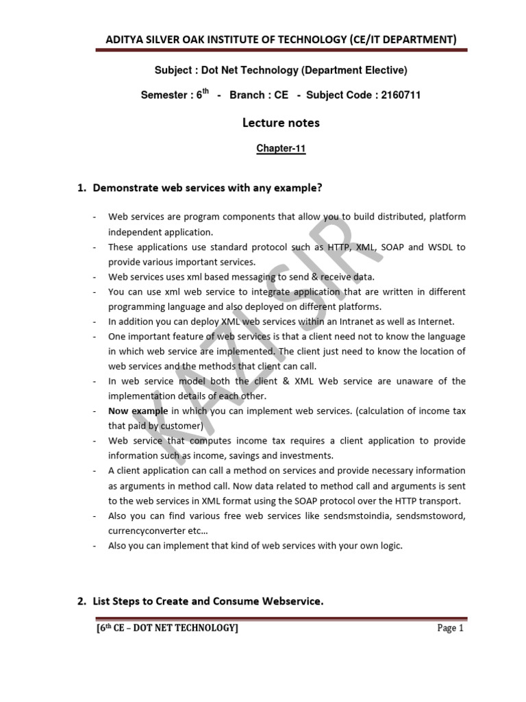 Dot Net - Chapter-11 | PDF | Web Service | Soap