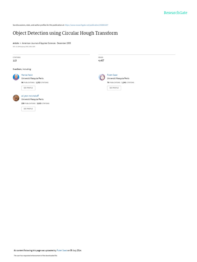Object Detection Using Circular Hough Transform | PDF | Image Segmentation | Signal Processing