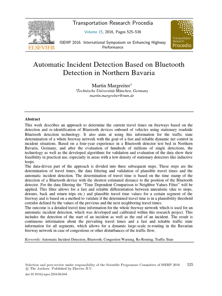 Automatic Incident Detection Based On Bluetooth de 2016 Transportation ...