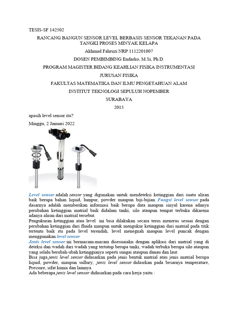 Rancang Bangun Sensor Level Minyak Kelapa | PDF
